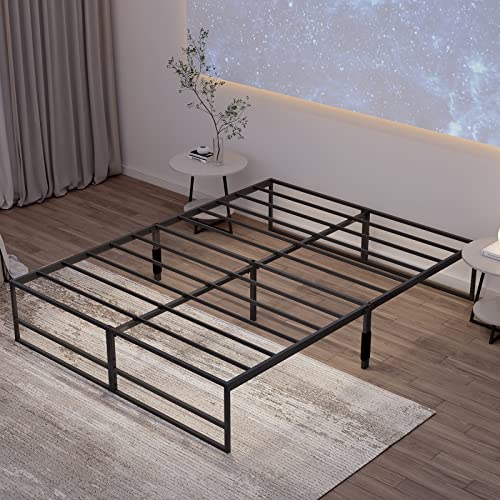 HOMWAYART 14" Full Bed Frames, Black Metal Platform Bed Frame with Storage, Under Mattress Support, Bed Slats,No Box Spring Needed, Easy Assembly (Full)