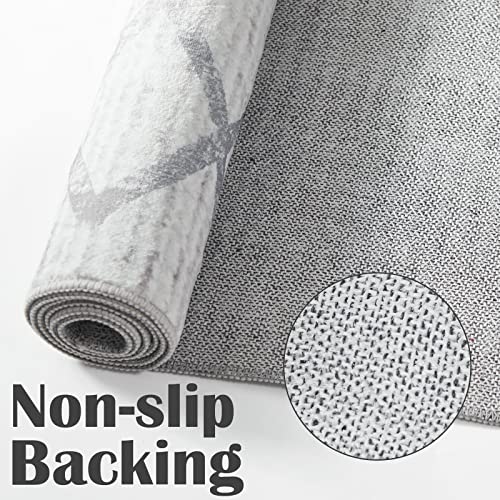 COLLACT Area Rug 5x7 Grey Modern Rug Soft Rug Kitchen Indoor Mat Geometric Print Floor Cover Thin Carpet Non Slip for Bedroom Dining Room Living Room Office Classroom