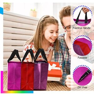 Eccliy 80 Pieces Gift Bags Set Glossy Reusable Tote Bags with Handles Grocery Bags for Wedding, Bachelorette Party, Christmas (Colorful,Medium)