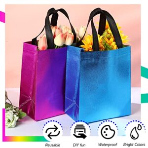 Eccliy 80 Pieces Gift Bags Set Glossy Reusable Tote Bags with Handles Grocery Bags for Wedding, Bachelorette Party, Christmas (Colorful,Medium)