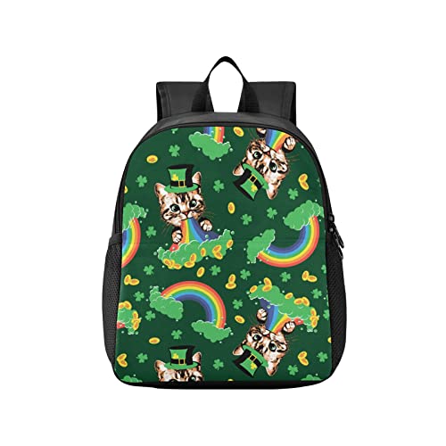 Sletend Toddler Backpack St.patrick's Day Cat Rainbow Cartoon Waterproof Mini Backpack Boys/Girls Cute Small Backpack Kindergarten Pre School Bags (S)