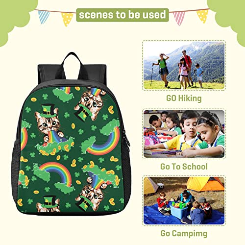 Sletend Toddler Backpack St.patrick's Day Cat Rainbow Cartoon Waterproof Mini Backpack Boys/Girls Cute Small Backpack Kindergarten Pre School Bags (S)