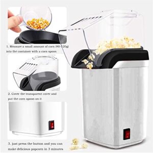 Electric Popcorn Machine Maker Popper With Measuring Spoon, Quick Popcorn, Oil Free, Good For Watching Movies,Party, Holiday Gift (White)