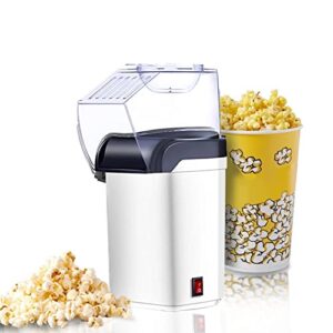 Electric Popcorn Machine Maker Popper With Measuring Spoon, Quick Popcorn, Oil Free, Good For Watching Movies,Party, Holiday Gift (White)