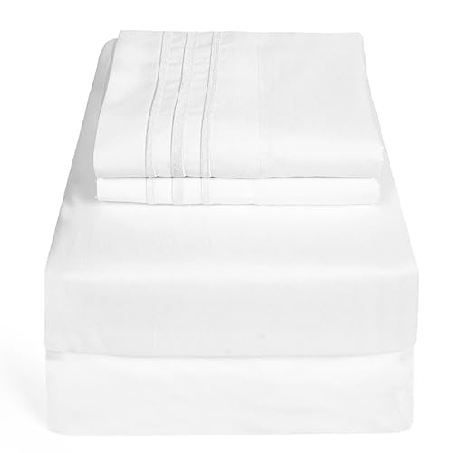 ELONNA - King Size Sheet Set - Breathable & Cooling Sheets - Hotel Luxury Bed Sheets - 1800 Thread Count - Extra Soft - Deep Pockets 16 inch - Wrinkle, Fade, Stain Resistant - 4 PCs (White, King)