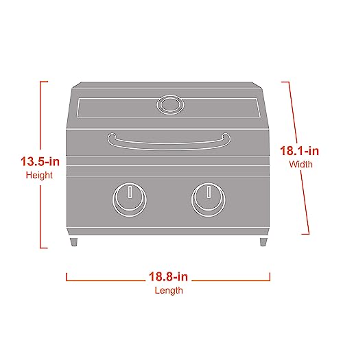 Portable Propane Gas Grill 2-Burner Tabletop Clearview Monument Grills for Outdoor Camping Cooking, Two 15,000 BTU Burners, Stainless Steel, and Built-in Thermometer