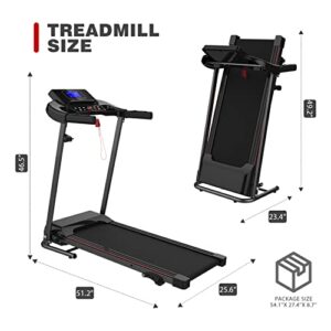 GINPORD Foldable Treadmill with Incline for Home, Folding Treadmill for Small Spaces, Low Noise, Knee Protection, Max 2.5HP 250 LBS Capacity