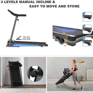 GINPORD Foldable Treadmill with Incline for Home, Folding Treadmill for Small Spaces, Low Noise, Knee Protection, Max 2.5HP 250 LBS Capacity