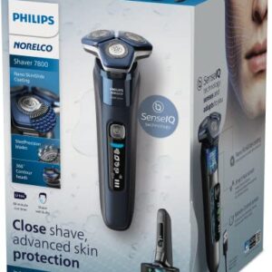 Philips Norelco Shaver 7800, Rechargeable Wet & Dry Electric Shaver with SenseIQ Technology, Quick Clean Pod, Charging Stand, Travel Case and Pop-up Trimmer, S7885/85