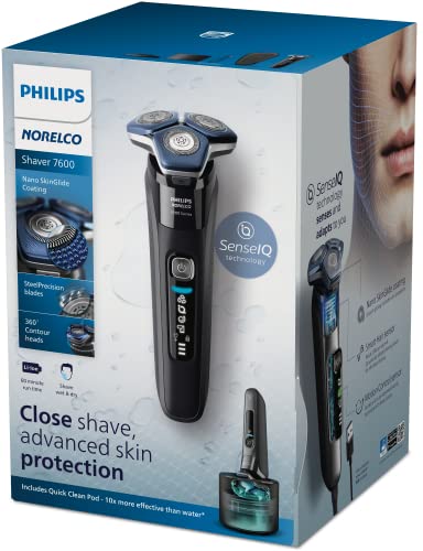 Philips Norelco Shaver 7600, Rechargeable Wet & Dry Electric Shaver with SenseIQ Technology, Quick Clean Pod, Travel Case and Pop-up Trimmer, S7886/84, Multi