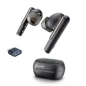 poly voyager free 60+ uc true wireless earbuds (plantronics) – noise-canceling mics for clear calls – anc – smart charge case w/touch controls–works w/iphone,android,pc/mac,zoom,teams–amazon exclusive