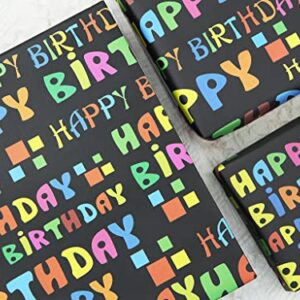 Happy Birthday Wrapping Paper For Kids Girls Boys Women Men, Gradient Color Gift Wrap Papers, Wrapping Paper Birthday 4 Sheets Folded Flat 20x28 inches per sheet