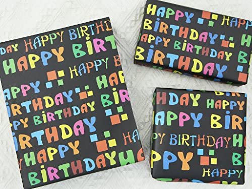 Happy Birthday Wrapping Paper For Kids Girls Boys Women Men, Gradient Color Gift Wrap Papers, Wrapping Paper Birthday 4 Sheets Folded Flat 20x28 inches per sheet