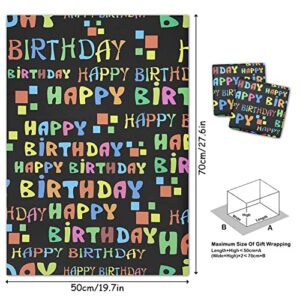 Happy Birthday Wrapping Paper For Kids Girls Boys Women Men, Gradient Color Gift Wrap Papers, Wrapping Paper Birthday 4 Sheets Folded Flat 20x28 inches per sheet