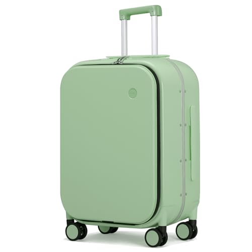 Luggage Suitcase with Spinner Wheels, 24'' Checked Travel Luggage Aluminum Frame PC Hardside with TSA Lock & Cover - Avocado Green