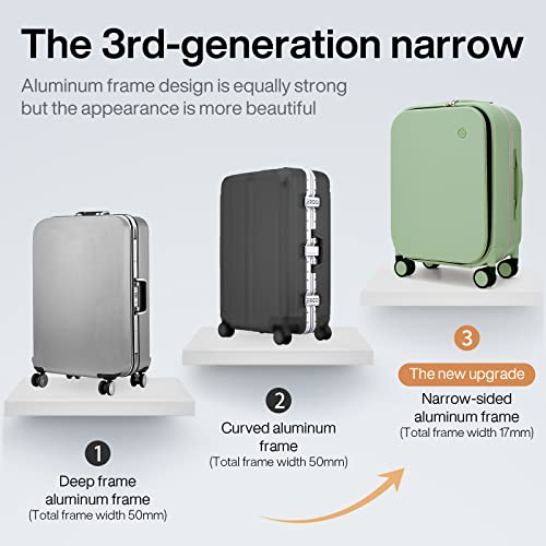 Luggage Suitcase with Spinner Wheels, 24'' Checked Travel Luggage Aluminum Frame PC Hardside with TSA Lock & Cover - Avocado Green