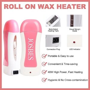 Roll On Wax, Honey Wax Roller Kit for Sensitive Skin,Roller Waxing Kit Include Portable Wax Warmer, with 2 Wax Roller Cartridge Refill,100 pcs Non-Woven Wax Strips, for Legs Arms and Underarm