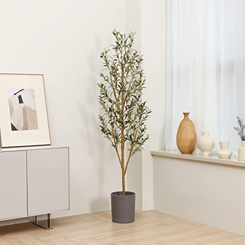 Kazeila Artificial Olive Tree Realistic Fake Silk Tree 6 Feet Tall Faux Plant for Home Decor Indoor