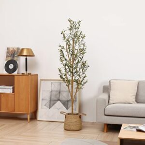 Kazeila Artificial Olive Tree Realistic Fake Silk Tree 6 Feet Tall Faux Plant for Home Decor Indoor