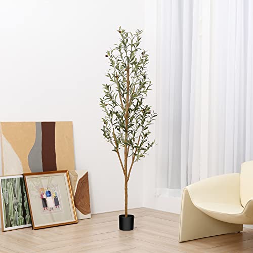 Kazeila Artificial Olive Tree Realistic Fake Silk Tree 6 Feet Tall Faux Plant for Home Decor Indoor