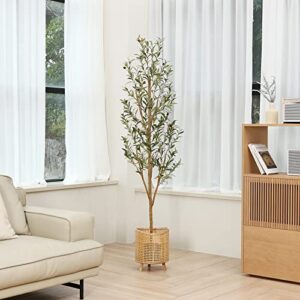 Kazeila Artificial Olive Tree Realistic Fake Silk Tree 6 Feet Tall Faux Plant for Home Decor Indoor