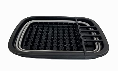 SAMMART 8L (2.11Gallons) Collapsible Dish Drainer - Foldable Drying Rack - Portable Dinnerware Organizer - Space Saving Kitchen Storage Tray (Black/Alloy Grey)