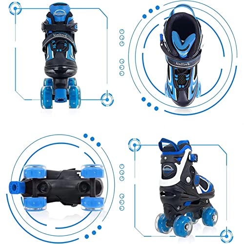 Nattork Kids Roller Skates for Boys Girls, 4 Sizes Adjustable Quad Skates with Light up Wheels,Best Gift for Beginners Outdoor Sports