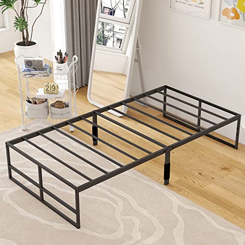 Lamhorm Twin Size Single Bed Frame for Kids Adults, Heavy Duty Metal Platform Bed Frames with Large Storage, Easy Assembly, Sturdy, Non-Slip, No Box Spring Needed(Twin)