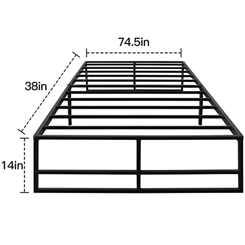 Lamhorm Twin Size Single Bed Frame for Kids Adults, Heavy Duty Metal Platform Bed Frames with Large Storage, Easy Assembly, Sturdy, Non-Slip, No Box Spring Needed(Twin)