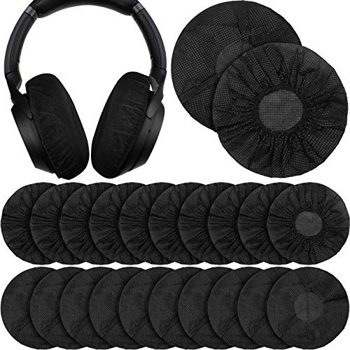 300 Pieces Disposable Headphone Covers Non Woven Sanitary Headphone Ear Covers Black Fabric Headset Covers Ear Pad Covers for Headphones, 11 Cm/ 4.3 Inch (Black, L-11 cm)