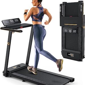 UREVO Portable Folding Treadmills for Home, Max 3.0 HP Running Walking Treadmill with 12 Pre Set Programs and Wider Tread Belt, Adjustable Display, Pause Detection