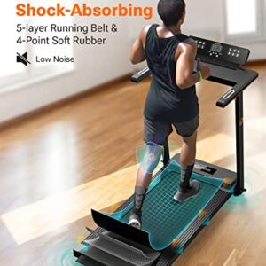 UREVO Portable Folding Treadmills for Home, Max 3.0 HP Running Walking Treadmill with 12 Pre Set Programs and Wider Tread Belt, Adjustable Display, Pause Detection