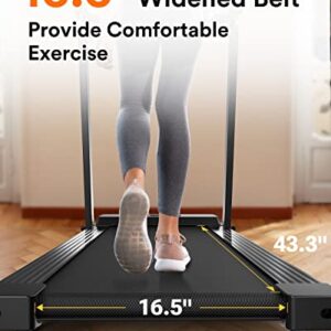 UREVO Portable Folding Treadmills for Home, Max 3.0 HP Running Walking Treadmill with 12 Pre Set Programs and Wider Tread Belt, Adjustable Display, Pause Detection