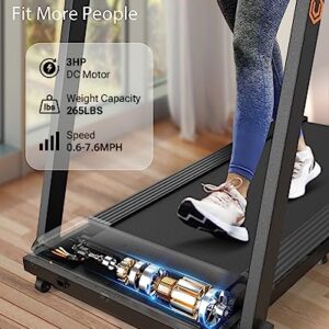 UREVO Portable Folding Treadmills for Home, Max 3.0 HP Running Walking Treadmill with 12 Pre Set Programs and Wider Tread Belt, Adjustable Display, Pause Detection