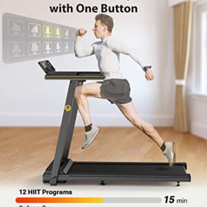 UREVO Portable Folding Treadmills for Home, Max 3.0 HP Running Walking Treadmill with 12 Pre Set Programs and Wider Tread Belt, Adjustable Display, Pause Detection