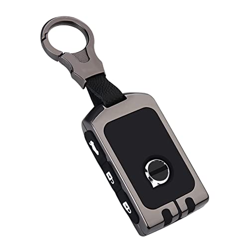 Sucxyor Compatible with Volvo Key Fob Cover Key Fob Case with Keychain for 2017-2023 XC90 XC60 XC40 S90 V90 S60 V60,Metal Shell & Soft Silicone Protection 4 Buttons Smart Key(Gray)