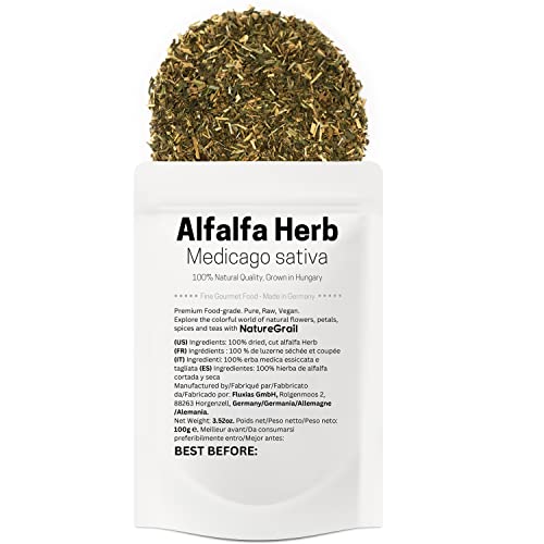 Alfalfa Herb (Medicago Sativa) - 100% Natural Quality, Grown in Hungary - Net Weight: 3.52oz/100g