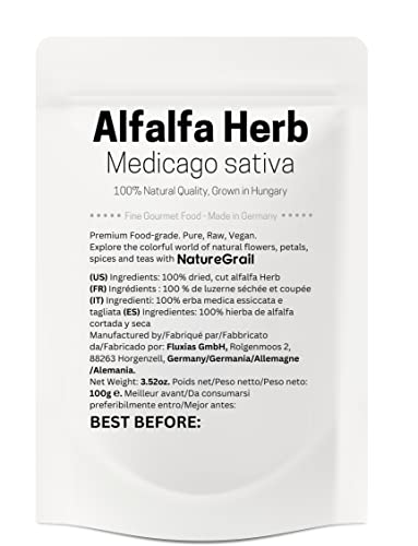 Alfalfa Herb (Medicago Sativa) - 100% Natural Quality, Grown in Hungary - Net Weight: 3.52oz/100g