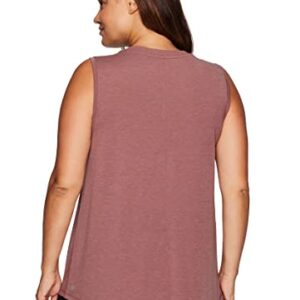 RBX Women's Plus Size Fashion Tank Top Relaxed Yoga Tunic Tank Dusty Rose Heather 2X