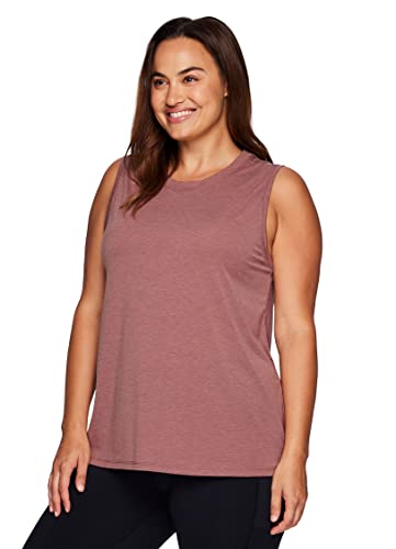 RBX Women's Plus Size Fashion Tank Top Relaxed Yoga Tunic Tank Dusty Rose Heather 2X