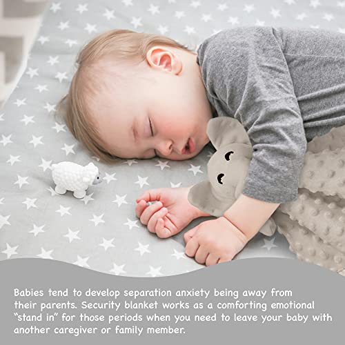 Gray Baby Elephant Security Blanket Baby Stuffed Elephant Toy Lovie Blanket for Infant Boys and Girls Baby Comforting Elephant Blanket for Newborns 16in