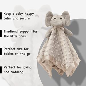 Gray Baby Elephant Security Blanket Baby Stuffed Elephant Toy Lovie Blanket for Infant Boys and Girls Baby Comforting Elephant Blanket for Newborns 16in