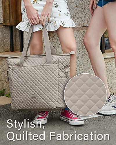 BAGSMART Quilted Tote Bag, Top Handle Handbags for Women, Shoulder Bag, Durable Carry Handles, Machine Washable, 25L Large Hobo Bag for Work, Travel