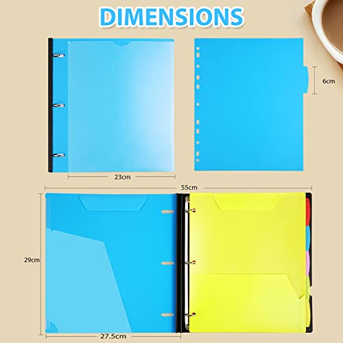 WOT I All-in-one Telescoping Binder Notebook, Refillable Binder+Elastic Rubble Spine+Customized Front Cover+Catalog Back Pocket+5 Subject Dividers+Movable Pocket Folder+Notepaper, Blue