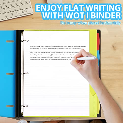 WOT I All-in-one Telescoping Binder Notebook, Refillable Binder+Elastic Rubble Spine+Customized Front Cover+Catalog Back Pocket+5 Subject Dividers+Movable Pocket Folder+Notepaper, Blue