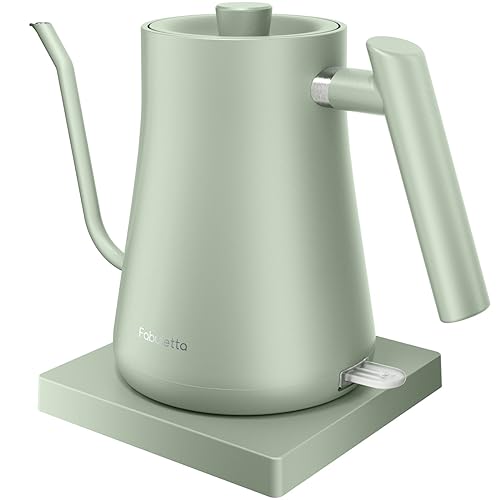 Gooseneck Electric Kettle Fabuletta 1500W Ultra Fast Boiling Water Kettle 100% Stainless Steel for Pour-over Coffee & Tea Leak-Proof Design French Press Boil-Dry Protection 1L Sage Green