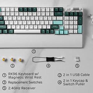 RK ROYAL KLUDGE RK96 RGB Limited Ed, 90% 96 Keys Wireless Triple Mode Bluetooth 5.0/2.4G/USB-C Hot Swappable Mechanical Keyboard w/Wrist Rest, Software Support & Massive Battery, RK Yellow Switch