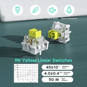 RK ROYAL KLUDGE RK96 RGB Limited Ed, 90% 96 Keys Wireless Triple Mode Bluetooth 5.0/2.4G/USB-C Hot Swappable Mechanical Keyboard w/Wrist Rest, Software Support & Massive Battery, RK Yellow Switch