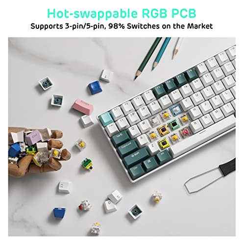 RK ROYAL KLUDGE RK96 RGB Limited Ed, 90% 96 Keys Wireless Triple Mode Bluetooth 5.0/2.4G/USB-C Hot Swappable Mechanical Keyboard w/Wrist Rest, Software Support & Massive Battery, RK Yellow Switch