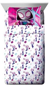 marvel spidey & his amazing friends ghost spider gwen twin size sheet set - super soft kids 3 piece bedding set - fade resistant microfiber sheets